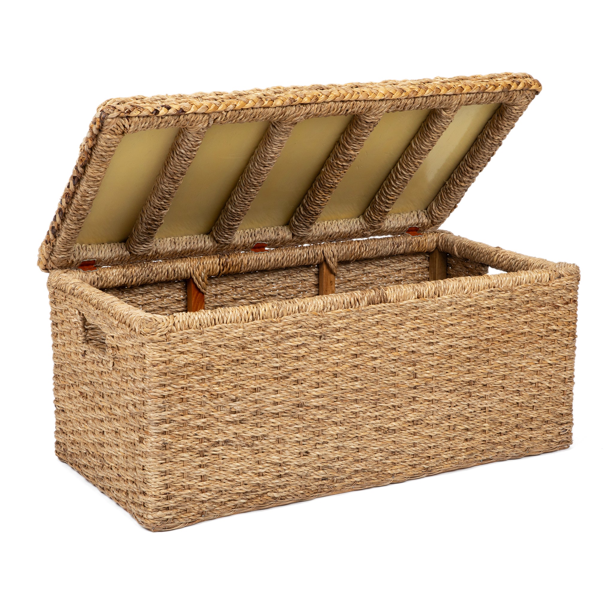 Wicker Storage Bench Trunk Rattan Toy Chest Large Rectangular Blanket ...
