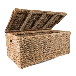 Round Storage Ottoman Natural Wicker Rattan With Lid – wholestory