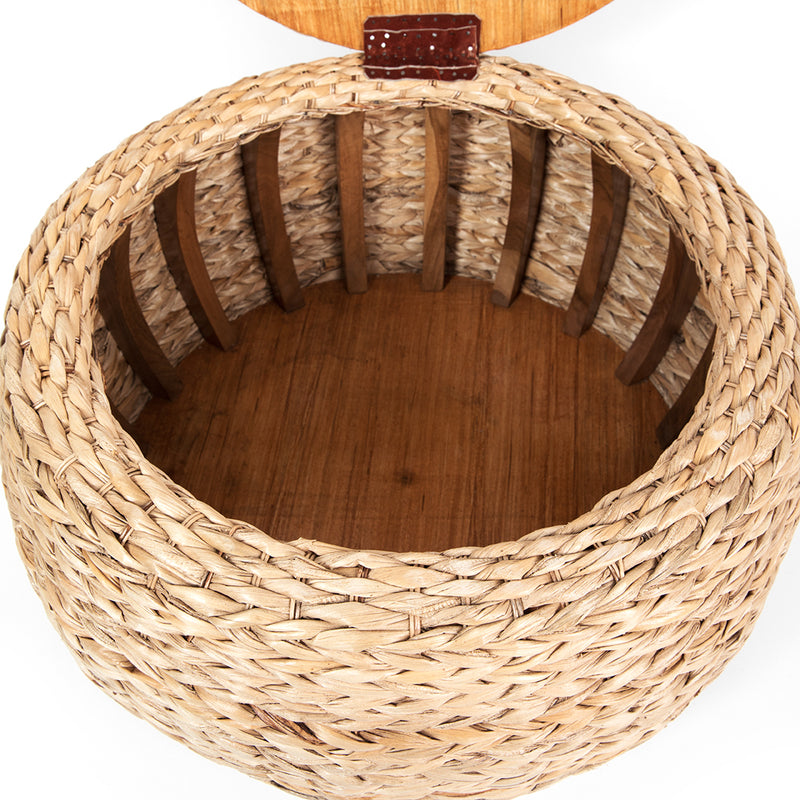 Round Storage Ottoman Natural Wicker Rattan With Lid – wholestory